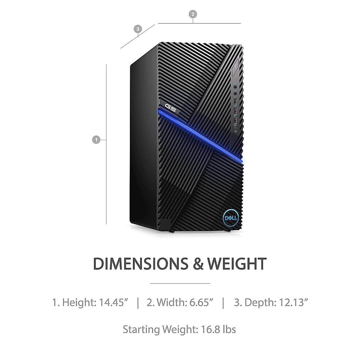 DELL 2021 G5 Gaming Desktop, Intel Core i5-10400F, GTX 1650 Super, 16GB DDR4 RAM, 2TB HDD, WiFi, HDMI, Wired Keyboard&Mouse, Win 10 Home