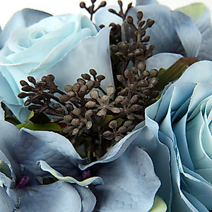 Cream Hydrangea Artificial Flowers 12" Silk Hydrangea Flowers Bouquet Fake Cream Hydrangea Flowers for Wedding Centerpieces DIY Floral Decor Bridal Bouquet - Cream Hydrangea 1 Pack