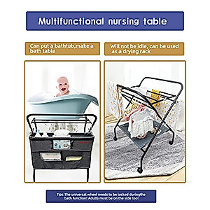 Kiss My Heart Portable Baby Changing Table, Diaper Changing Table Dresser Changing Station for Infant, Diaper Changing Table Pad, Mobile Nursery Organizer for Newborn -Grey…