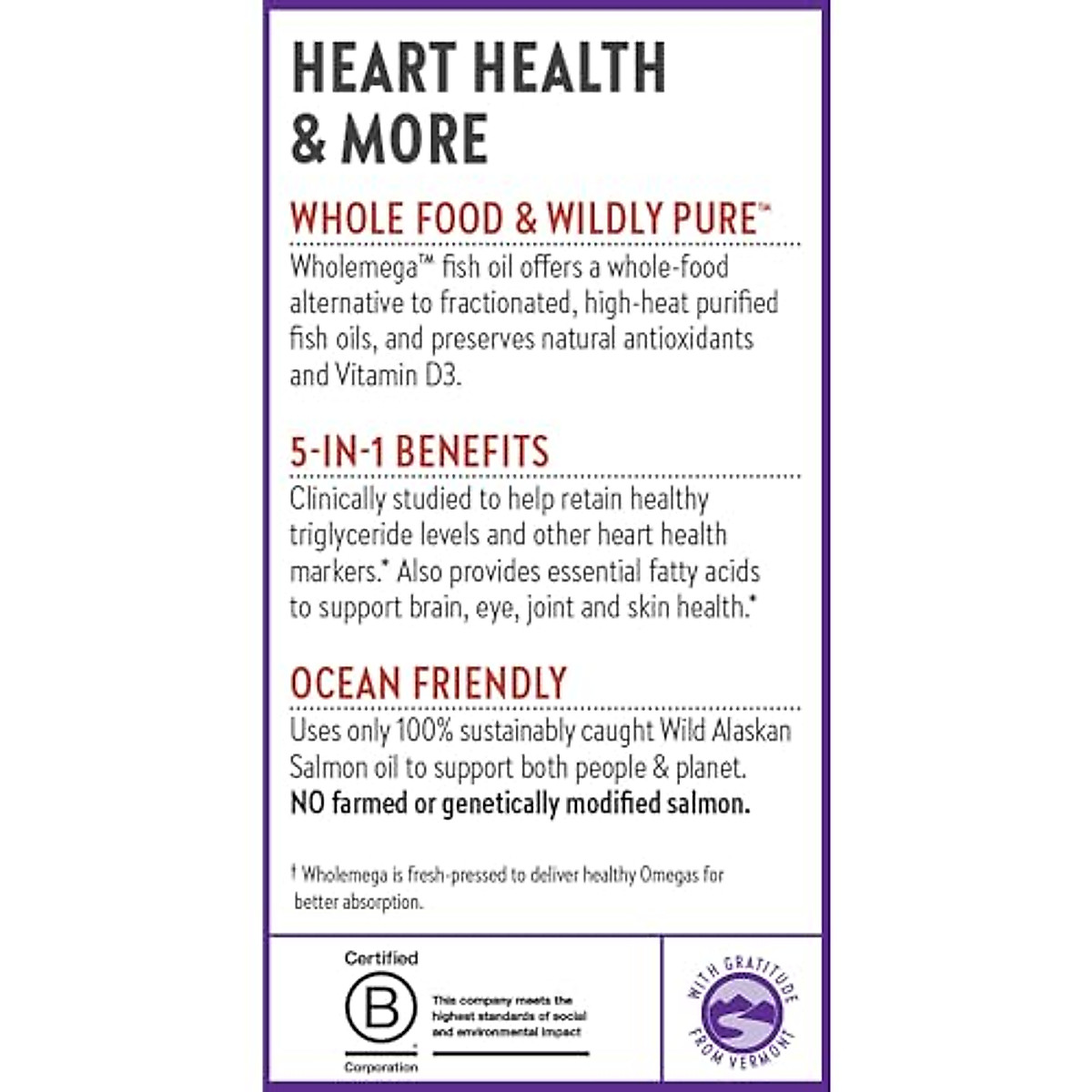 New Chapter Wholemega Fish Oil Supplement - Wild Alaskan Salmon Oil with Omega-3 + Vitamin D3 + Astaxanthin + Sustainably Caught - 180 ct, 1000mg Softgels