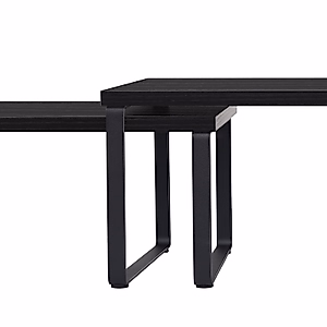 CADUKE Counter Shelf Organizer Set of 2, Wood Kitchen Cabinet Shelves, Expandable Cabinet Organizer, Stackable Countertop Storage Rack for Bathroom Pantry, Black