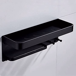 IRDFWH Bathroom Shelves Silver Aluminum Wall Mounted Black Kitchen Towel Rack Cup Holder Storage Racks Shampoo Holder Hardware (Color : Silver.)