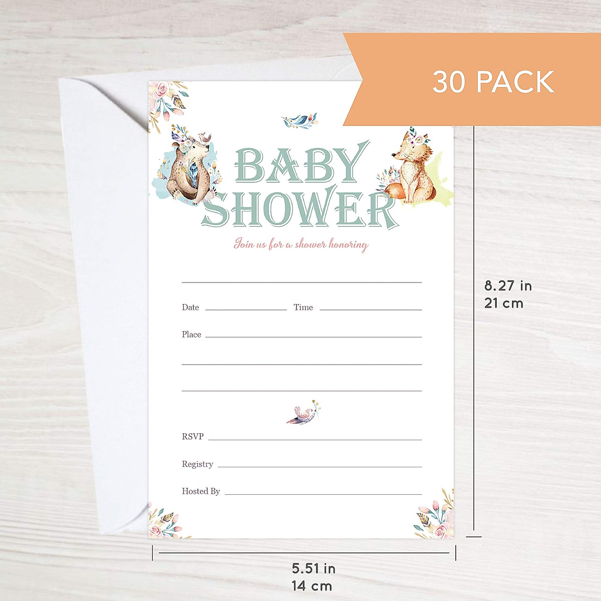 Juniper & Grace Woodland Invitation and Baby Shower Games