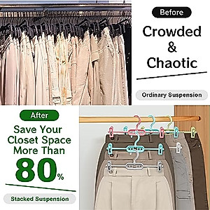 12 Pack Closet-Organizers-and-Storage,Pants-Hangers-Space-Saving,Closet-Organizer Short-Skirt-Hangers with Clips,College Dorm Room Essentials for Students Girls Guy,Closet Organization for Jeans Scarf