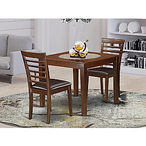 East West Furniture OXML3-MAH-LC 3 Piece Dining Room Table Set Contains a Square Kitchen Table and 2 Faux Leather Upholstered Dining Chairs, 36x36 Inch, Mahogany