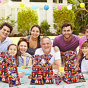 100 Pcs International Flag Candy Party Bags World Country Flags Treat Bags Patriotic Cellophane Bags Travel Goodie Bags for Soccer Sports Beer Festival Events Celebration School Party Decorations