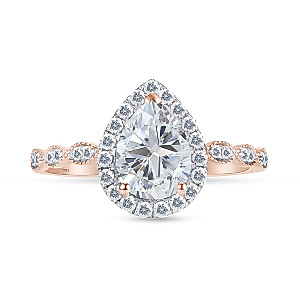 SAVEARTH DIAMONDS 14k Rose Gold Over Sterling Silver Teardrop Infinity Design, Center 12X8MM (2.75 Ct) Pear Cut Moissanite Lab Created Diamond Engagement Promise Ring For Women (3.25 Ct) Size-5.5