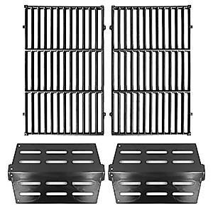 Hongso Grill Grate 7524 Heat Deflector 7622 Bundle for Weber Genesis 300 Series E-310 E-320 E-330 EP-310 EP-320 EP-330 S-310 S-330 Gas Grill (2011-2016 with Front Control Knobs)