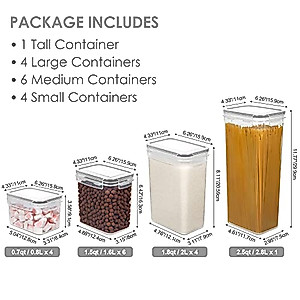 Vtopmart Airtight Food Storage Containers Set with Lids, 15pcs BPA Free Plastic Dry Food Canisters for Kitchen Pantry Organization and Storage, Dishwasher safe,Include 24 Labels, Grey