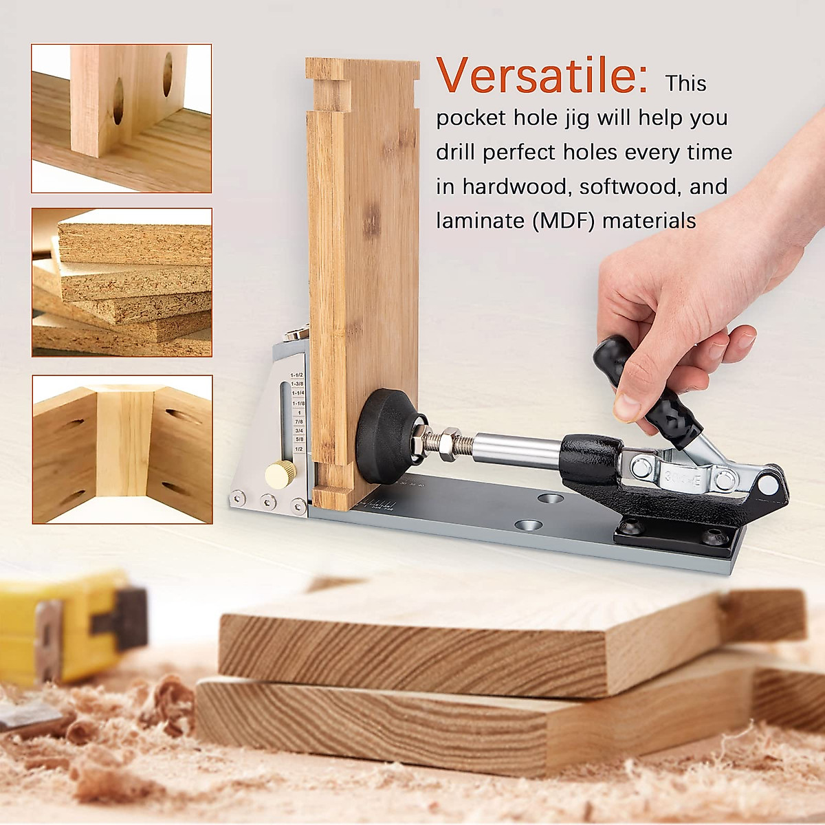 GDDGHS Pocket Hole Jig Kit Woodworking, Pocket Screw Jig with Drill Bits, Drill Jig for Angled Holes, Pocket Jig Hole Kit, Dowel Jig Kit Woodworking Tools