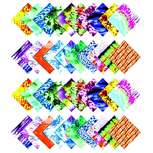 Soimoi 40Pcs Tie Dye Print Cotton Precut Fabrics for Quilting Craft Strips 2.5x42inches Jelly Roll - Multicolor