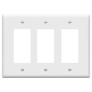 ENERLITES Decorator Light Switch or Receptacle Outlet Wall Plate, Mid-Size 3-Gang 4.88" x 6.77", Polycarbonate Thermoplastic, UL Listed, 8833M-W, White