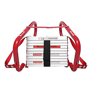 LUISLADDERS Fire Escape Ladder 3 Story with Anti-Skid Rungs Portable Emergency Escape Ladder, Easy to Deploy Store 25- Feet