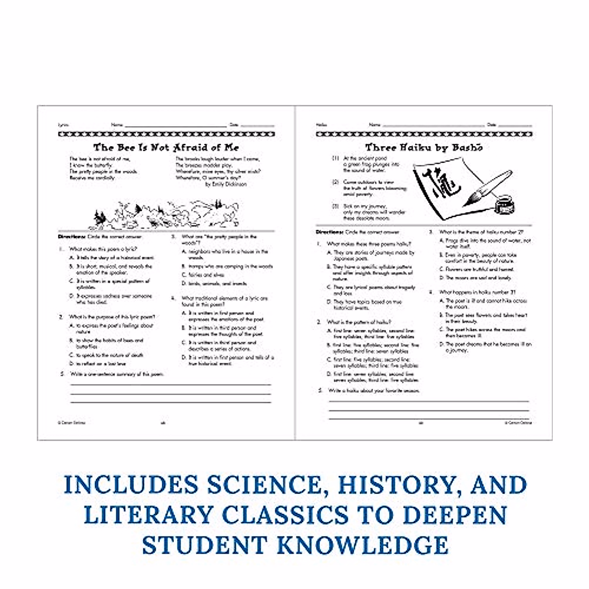 Carson Dellosa The 100+ Series: Reading Comprehension Workbook?Grades 7-8 Language Arts Learning, Fiction, Nonfiction, Poetry Passages With Closed- and Open-Ended Questions (128 pgs)
