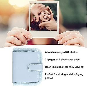 Camera Picture Album, High Transparency 64 Pockets Light Buckle Design Mini Film Photo Album for Display (Blue)