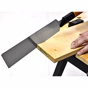 KAKURI Japanese Pull Saw for Woodworking 9-1/2" Made in JAPAN, Non-Slip Cork Handle, Japanese Hand Saw Ryoba Double Edge Blade for Rip and Crosscut