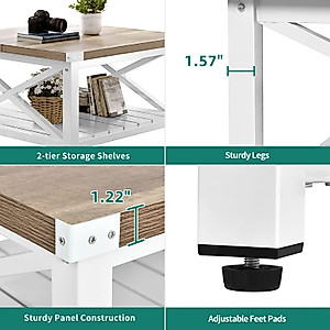 YITAHOME Farmhouse Coffee Table,Square Coffee Table for Living Room, Vintage Living Room Table with Shelf, Coffee Table with Storage,Grey Wash