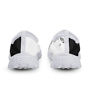 Coldinair Music Wall Art Music Note Women's Road Running Shoes Black White Treble Clef Prints Casual Sneakers Music Art Print Lady Girls Tennis Walking Shoe Workout Shoes for Tennis Gym