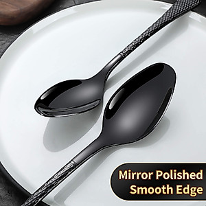 Lemeya Hammered Black Silverware Set,20 Piece Modern Flatware Set Service for 4,Mirror Polished Stainless Steel Cutlery Set Tableware Set,Kitchen Knives Forks Spoons Set,Dishwasher Safe