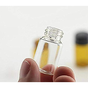 24PCS 2ml /2G Mini Small Ounce Clear Glass Bottle Container Jar Vial Pot for Chemistry Lab Essential Oil Smaple Liquid Water Cosmetic Makeup Storage Bottle with Orifice Reducer (White Cap)