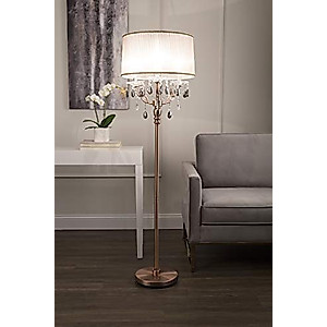 OK LIGHTING OK-5126F OK-5126f Rosie Crystal Floor Lamp Deer Antler Inspired, 18" x 18" x 62"