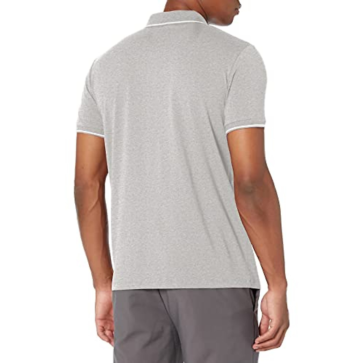 A|X ARMANI EXCHANGE Men's Logo Zip Jersey Polo, Heather Grey B09b, X-Large