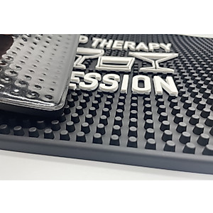 Group Therapy is In Session 17.7" x 11.8" Funny Bar Spill Mat Rail Countertop Accessory Home Pub Decor Slip Resistant Durable Thick Bar Covering for Craft Brewery Kitchen Cafe and Restaurant Accessory
