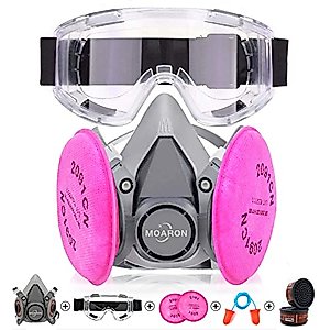 MOARON Reusable Half Facepiece, Half Facepiece with Goggle, Protection from Dust and Organic Vapors, for Painting, Sanding, Polishing, Spraying, Decorating