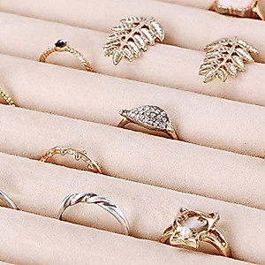 BEWISHOME Ring Organizer and Earring Box Holder - 11 Ring Slots, 25 Earring Compartments, Large Mirror, 2 Layers - Jewelry Box Tray Cufflinks Storage for Girls Women Men, Black Faux Leather SSH21B