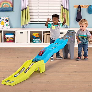 Simplay3 Fast Track Downhill Raceway, Dual Racetrack for Kids Cars for Toddlers, 2 Toy Race Cars Included, Made in USA