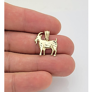 AMZ Jewelry 10K Yellow Gold Goat Pendant Goat Animal Charm Small