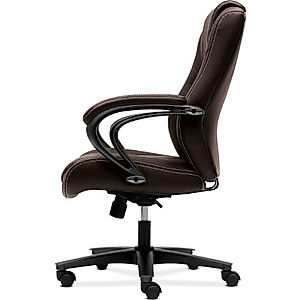 HON Managerial Office Chair- High-Back Computer Desk Chair with Loop Arms , Brown (VL402)