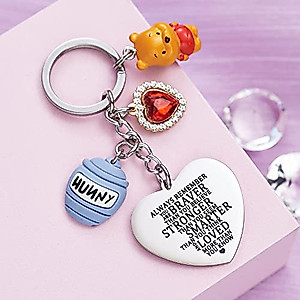 Melix Home Pooh Bear Stuff Keychain Inspirational Gifts You Are Braver Than You Believe Friendship Gift Pooh Bear Keychains