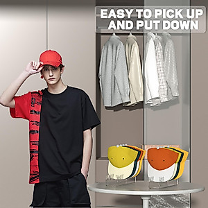 ACTBIO Hat Stand for Baseball Caps, 2 Pcs No Install Acrylic Hat Organizer for 14 Baseball Caps, Hat Holder Hat Storage Hat Display Baseball Cap Rack for Bedroom, Closet, Dresser, Office (Clear)