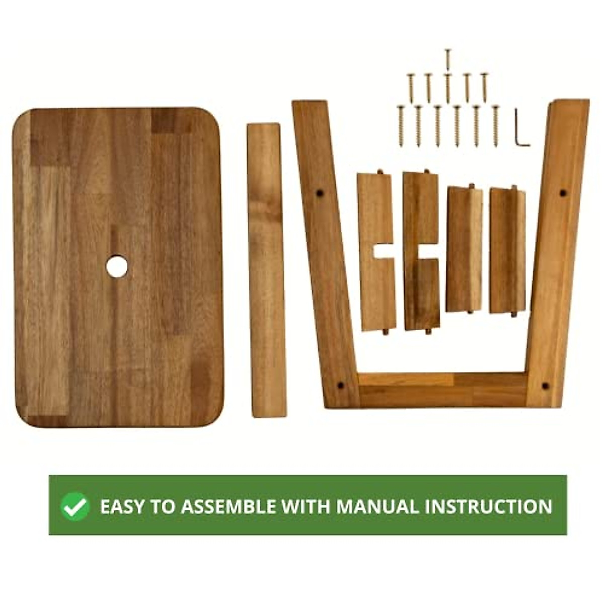 BEEFURNI Rectangular Acacia Wood Stool, Small Bench Seat, Small End Table Stool; Bathroom Stool Wood; Plant Stool; Makeup Stool; Perfect Size for Living Room, Bathroom, 1-Year Manufacturer Warranty