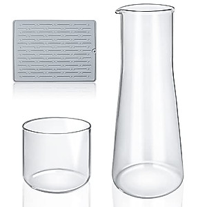 LOMEVE Bedside Water Carafe with V Spout, 31 OZ Bedside Carafe And Glass Set, Bedside Carafe, Water Carafe With Glass Cup for Nightstand,Water Carafe for Guest Bedroom, Mouthwash Bottle for Bathroom