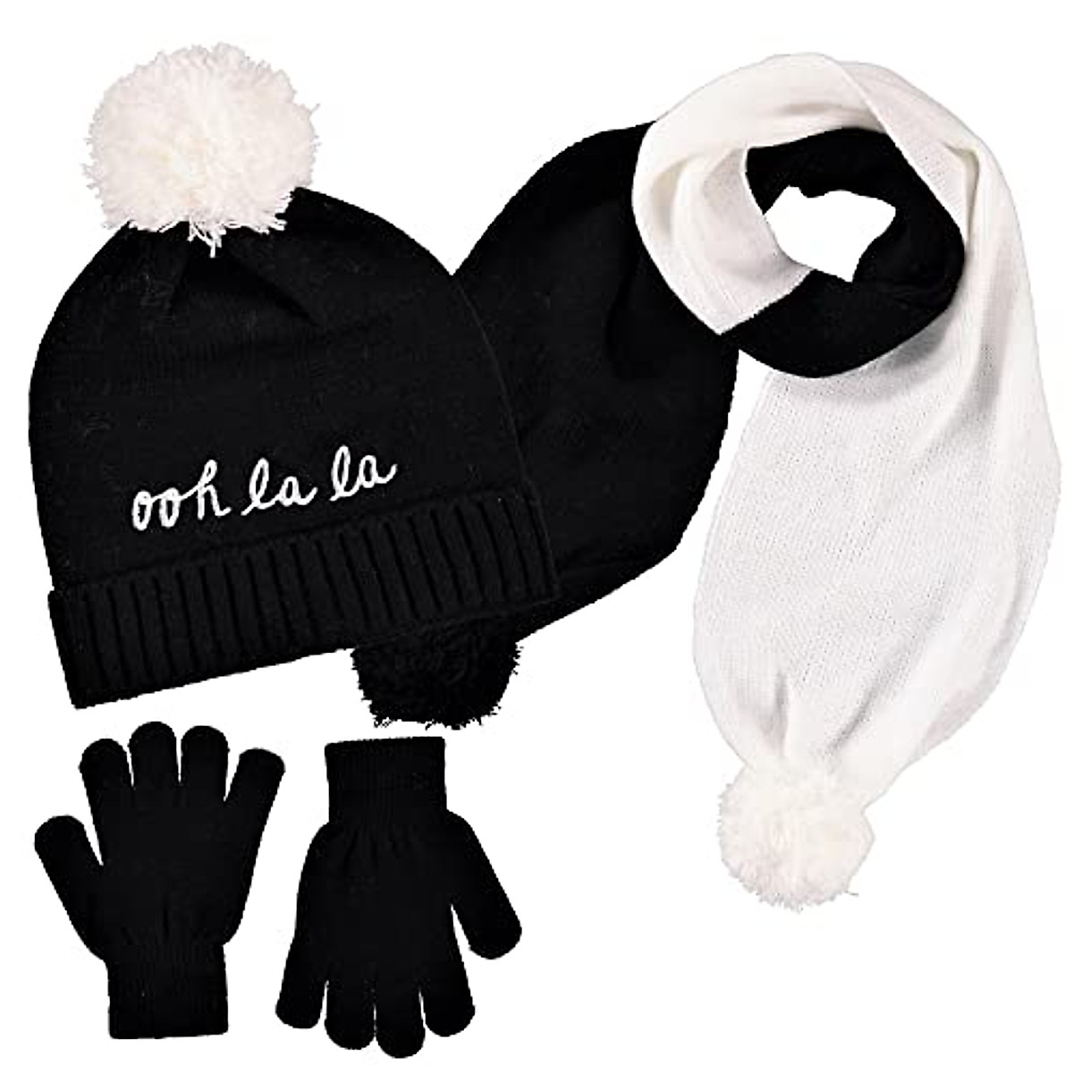 Swak Girls Hat,Scarf & Glove Set-Kids Cold Weather Winter Accessories-Childrens 3 Pc Beanie set-Big Girls Hat Scarves & Glove