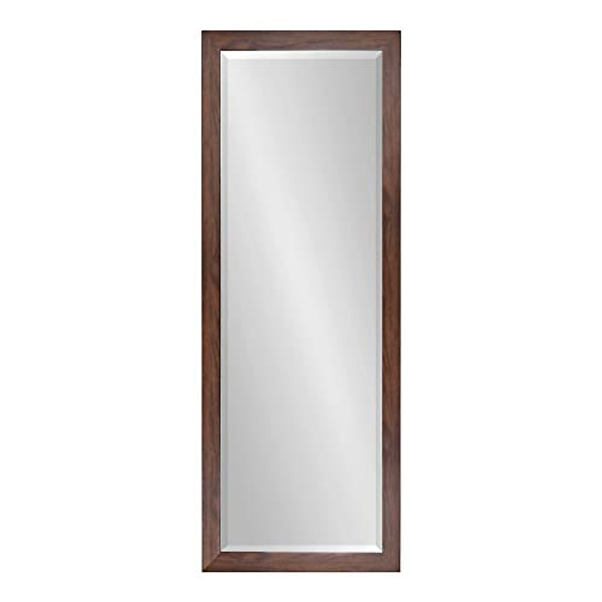 DesignOvation Beatrice Transitional Framed Panel Wall Mirror, 19 x 51, Walnut Brown, Chic Full Length Mirror for Wall