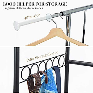 LIFEFAIR 500 lbs Capacity Heavy Duty Clothing Rack, Garment Rack for Hanging Clothes Freestanding on Wheels Collapsible Portable Rolling Clothes Rack for Bedroom Living Room