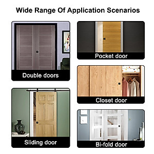 Pocket Door Lock,Privacy Door Hardware Suitable for Bathroom Bedroom etc Recessed 2 Sided, 2 3/8" Backset, Invisible Hardware for 1 3/8” to 2 3/16” Thickness Door (Black-Privacy)
