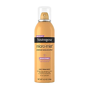 Neutrogena Micromist Airbrush Sunless Tanning Spray, Gradual Sunless Indoor Tanner with Witch Hazel, Alcohol-Free, Oil-Free & Non-Comedogenic Formula, Medium Intensity, 5.3 oz