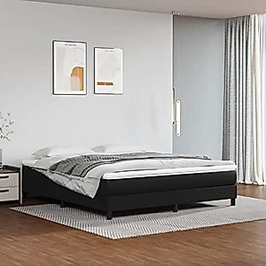 vidaXL Pocket Spring Bed Mattress Black 59.8"x79.9"x7.9" Queen Faux Leather