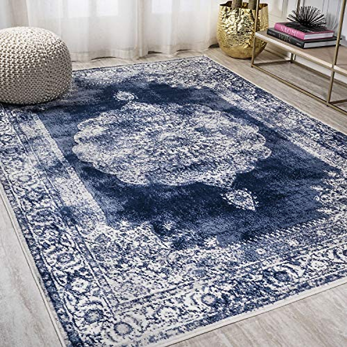 JONATHAN Y MDP403D-8 Rosalia Cottage Medallion Indoor Area-Rug Vintage Bohemian Easy-Cleaning Bedroom Kitchen Living Room Non Shedding, 8 ft x 10 ft, Ivory