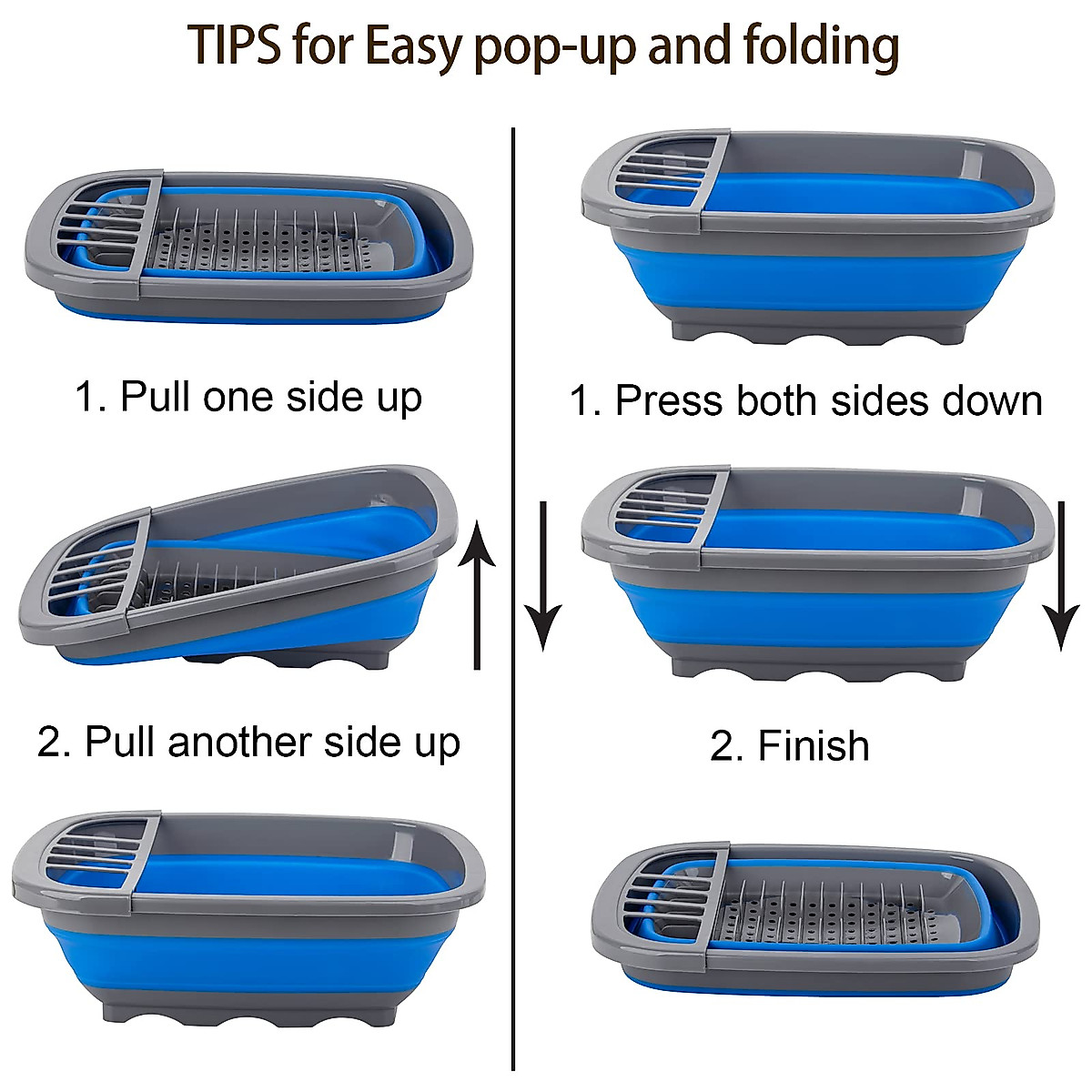 Tiawudi Collapsible Dish Drying Rack with Drainer Board, Foldable Dish Drainer, Portable Dinnerware Organizer for Kitchen & Camper, Space Saving Storage Dish Rack