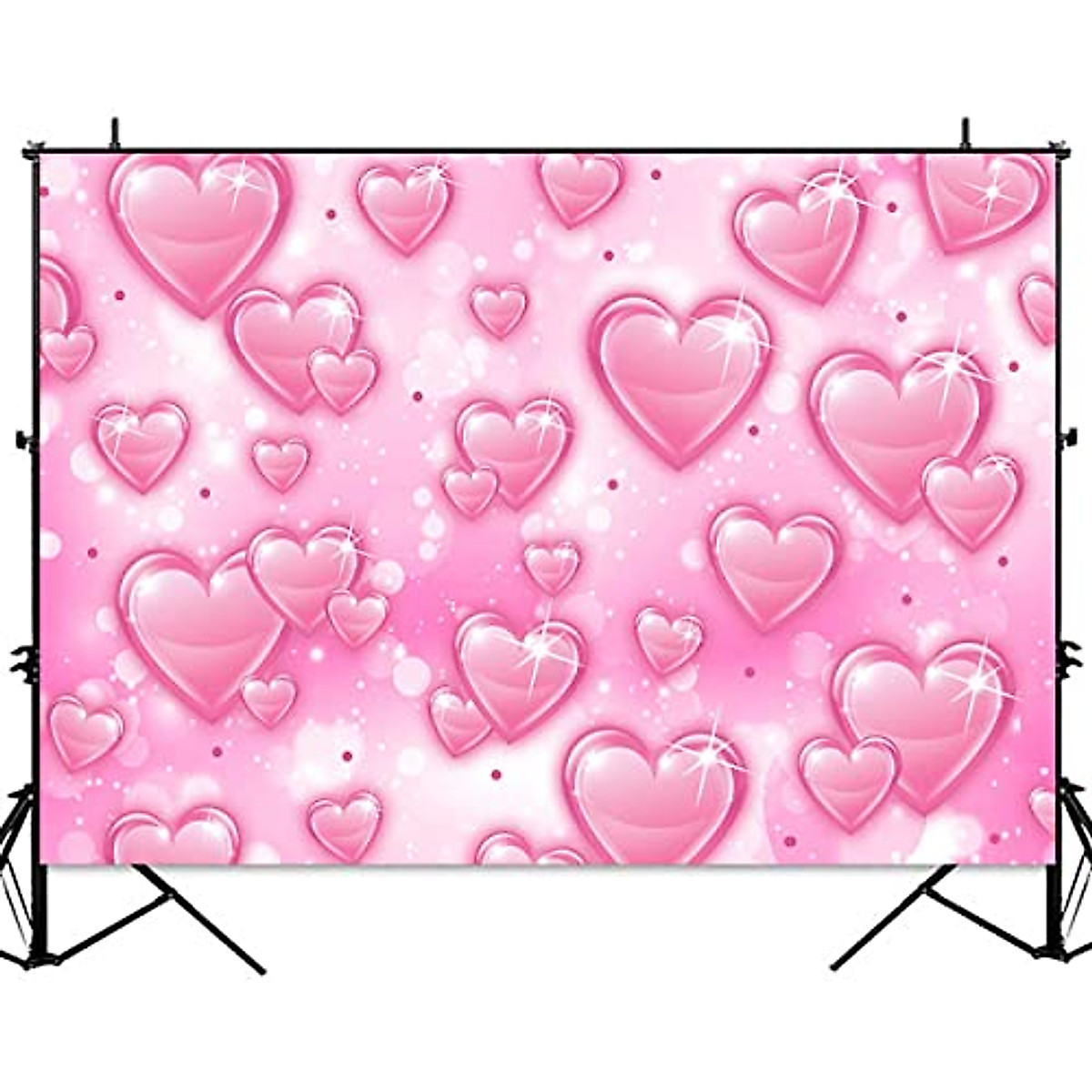 Sensfun Pink Heart Early 2000s Backdrop Y2k Birthday Party Decorations Newborn Baby Shower Love Hearts Photography Background Valentines Day Portrait Photo Booth Studio Shoot Props 7x5ft
