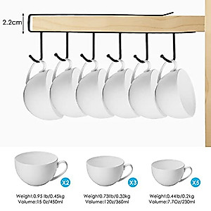 Achenyu Cup Holder Hanger Under Cabinet - Mug Hook Hanger Under Shelf - 3pcs x 6 Hook Coffee Cup Mug Holder Hanger for Kitchen - Fit for 0.8 Inch Thickness Shelf or Less (Black)