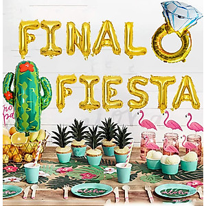 KUNGOON Final Fiesta Bachelorette Party Decorations,Mexican Fiesta Theme Bridal Shower/Baby Shower/Wedding/Birthday Party Decorations Set.(Gold)