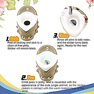 Potty Training Seat Magic Sticker | Dinosaur toddler Potty Training Toilet Color Changing Sticker | 5 Pack Toilet targets with FREE potty e book | Use with or Without Potty chart or potty watch