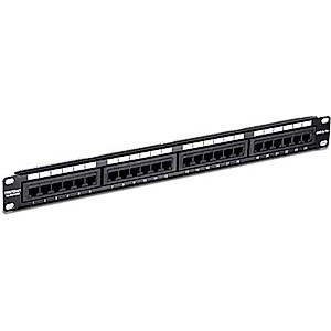 TRENDnet 24-Port Cat5-5e RJ-45 UTP Unshielded Patch Panel, Wallmount or Rackmount, 100Mhz, Color-Coded Labeling, Cat5,Cat5e,Cat4,Cat3 Compatible, 1U Rackmount, Black, TC-P24C5E
