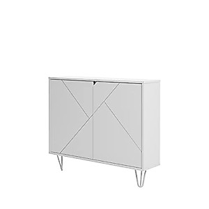 Nexera 132203 Slim 2-Door Storage Accent Cabinet, Floating and Wall Mount Bar, White